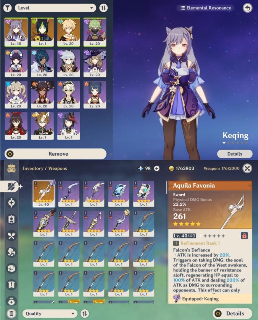 Tighnari, Keqing + Aquila, Video Gaming, Video Games, Others on Carousell