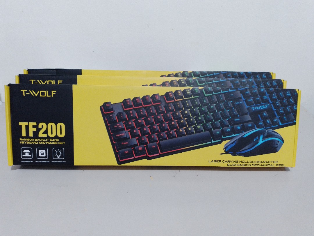 T-Wolf TF200 Colorful LED Backlight Gaming Keyboard and Mouse Combo ...