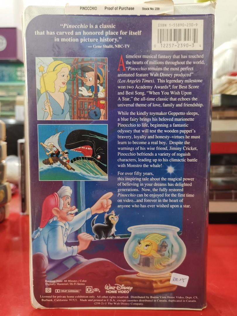 (VHS) WALT DISNEY'S MASTERPIECE PINOCCHIO, Hobbies & Toys, Music ...