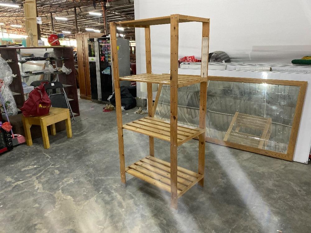 Wooden 4 Tier Shelving Unit / Unit Rak 4 tingkat kayu, Furniture & Home ...