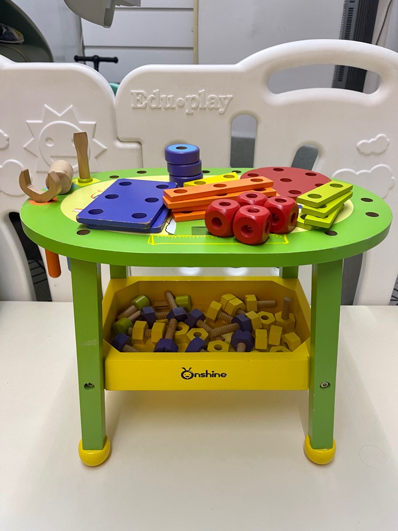 Wooden workstation Tools, Hobbies & Toys, Toys & Games on Carousell