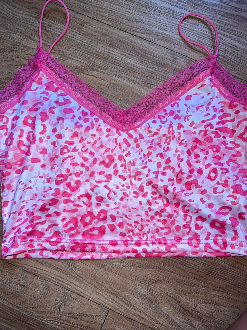 Y2K Pink Leopard Tank Top, Women's Fashion, Tops, Sleeveless on Carousell