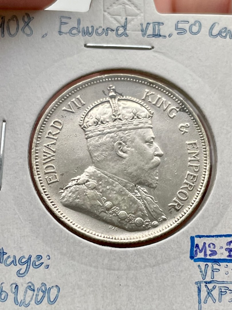 1908 Straits Settlements 50 cents Edward VII UNC (For sharing), Hobbies ...