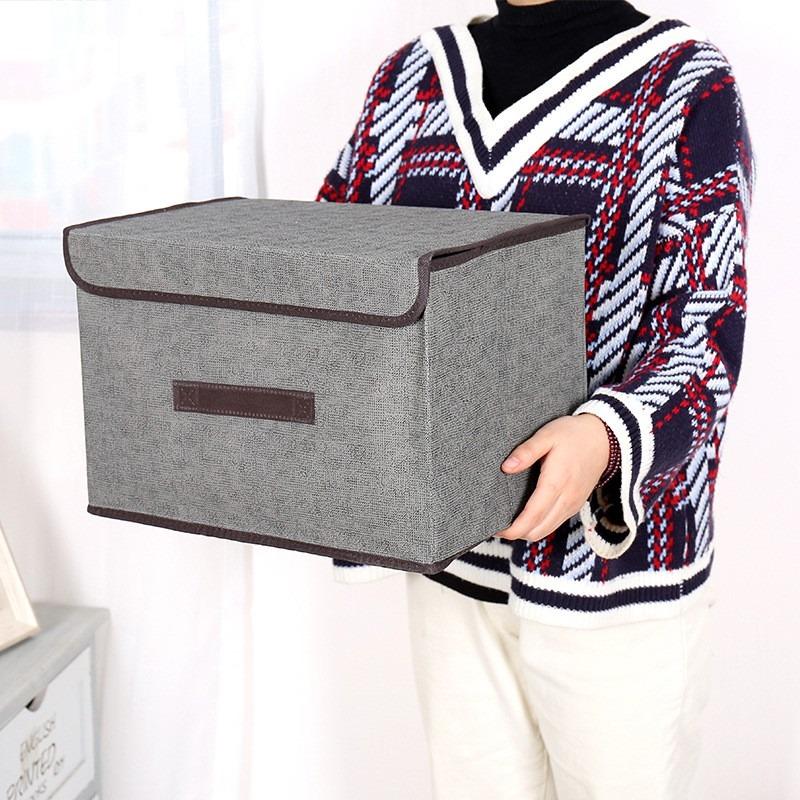 2 In 1 Korean Storage Box Foldable Linen Cloth Storage Box, Furniture ...
