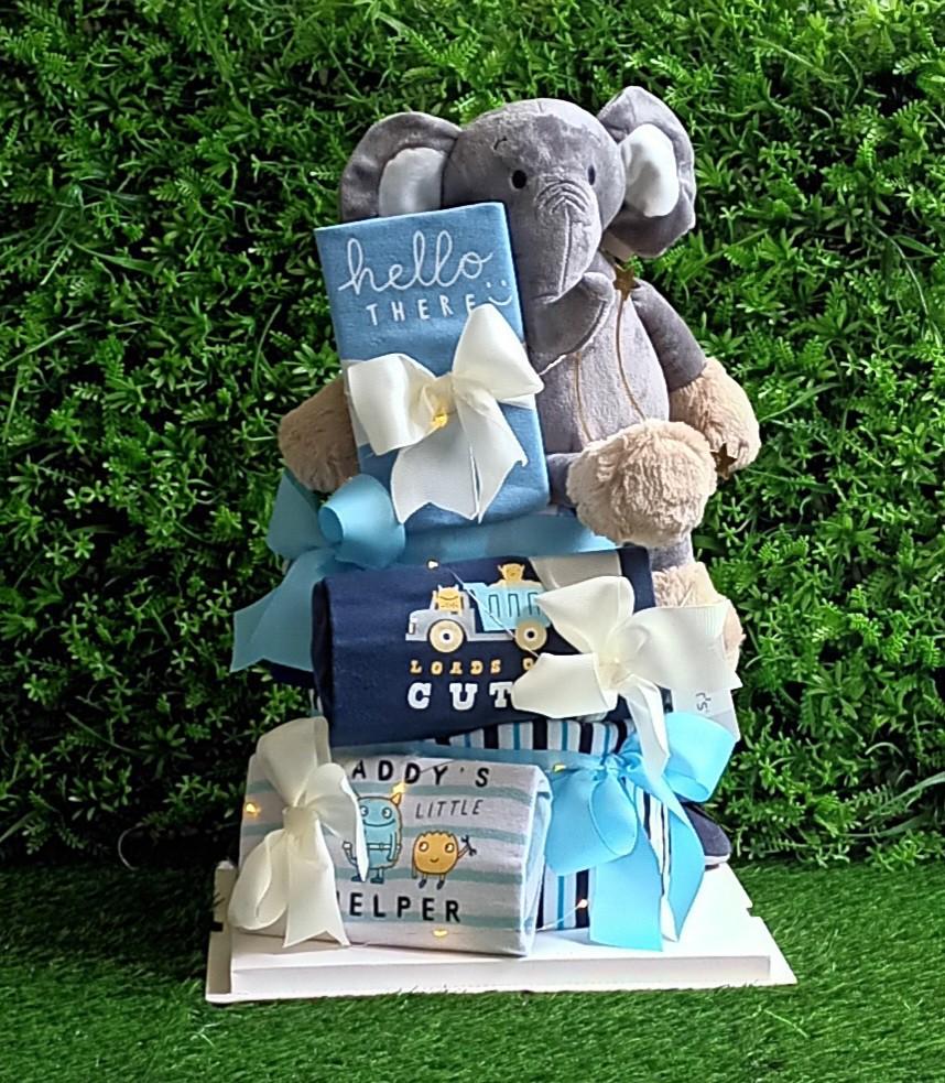 2 tier diaper cake / diapercake / baby hampers / baby shower gift ...