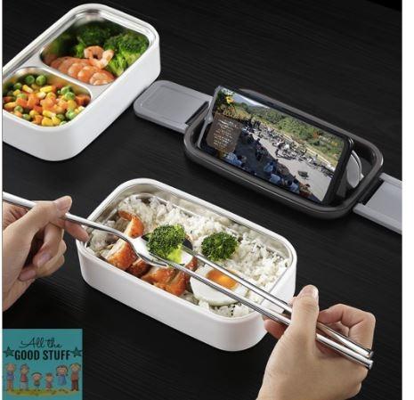2-Way Re-Heatable Leakproof 2-tier Bento Lunch Box with Stainless Steel ...