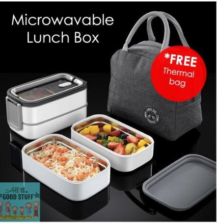 2-Way Re-Heatable Leakproof 2-tier Bento Lunch Box with Stainless Steel ...