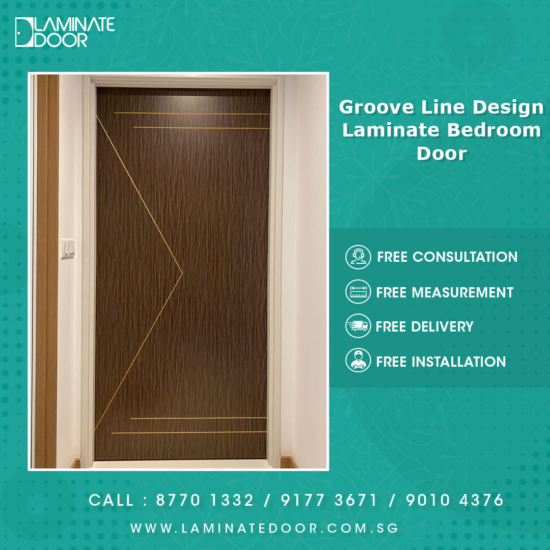 3*7 Ft Groove Line Design Laminate Bedroom Door, Furniture & Home ...