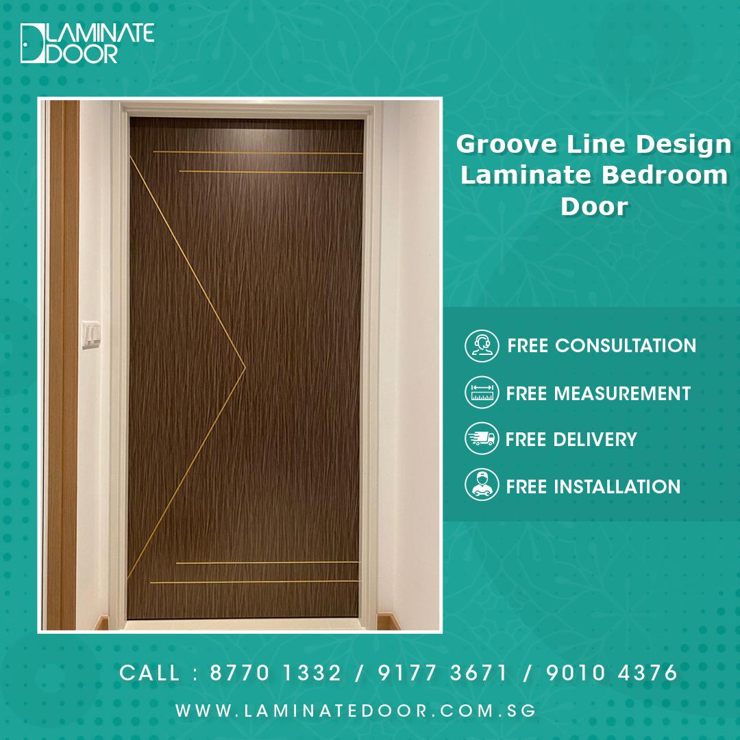 3*7 Ft Groove Line Design Laminate Bedroom Door, Furniture & Home ...