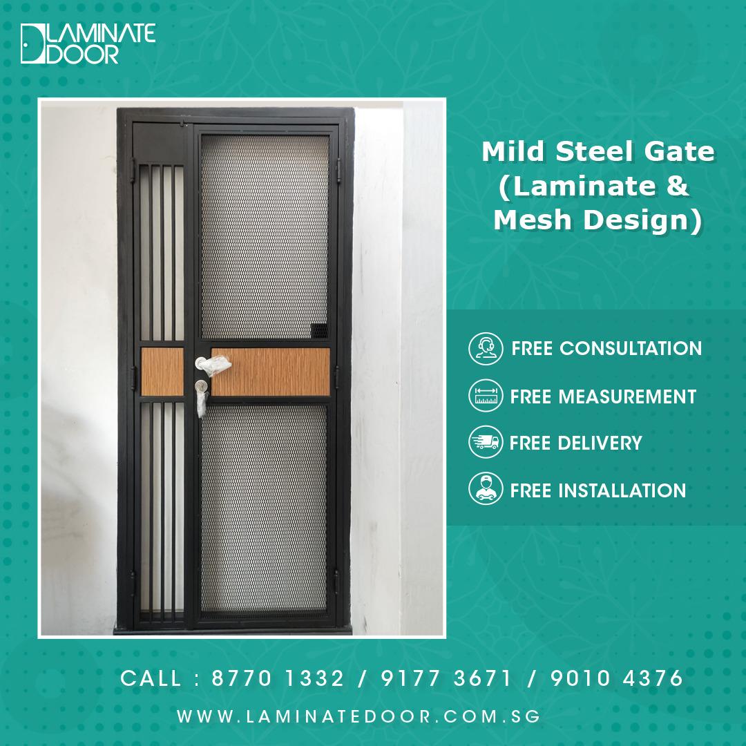 3x7ft Mild Steel Gate(Laminate & Mesh Design) Install for HDB and Condo ...
