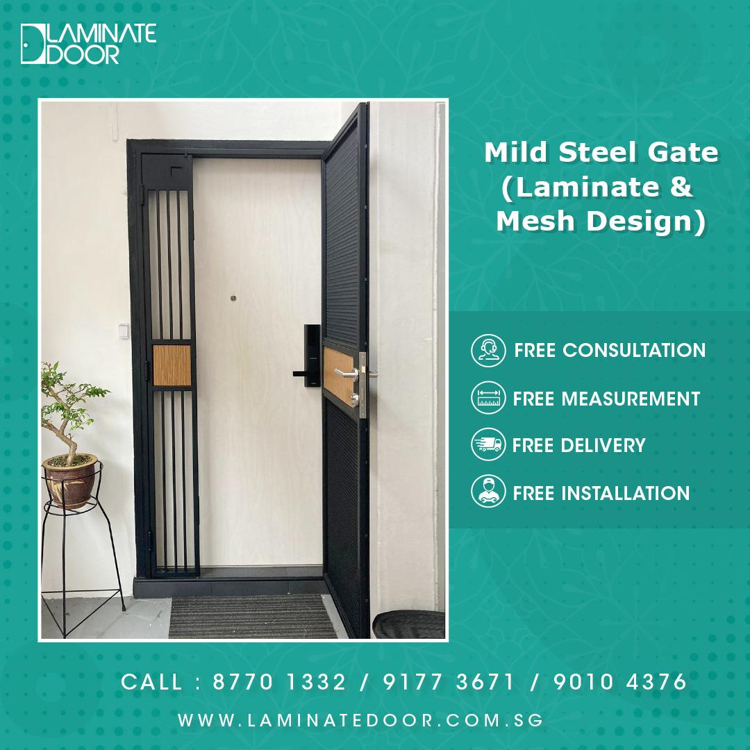 3x7ft Mild Steel Gate(Laminate & Mesh Design) Install for HDB and Condo ...