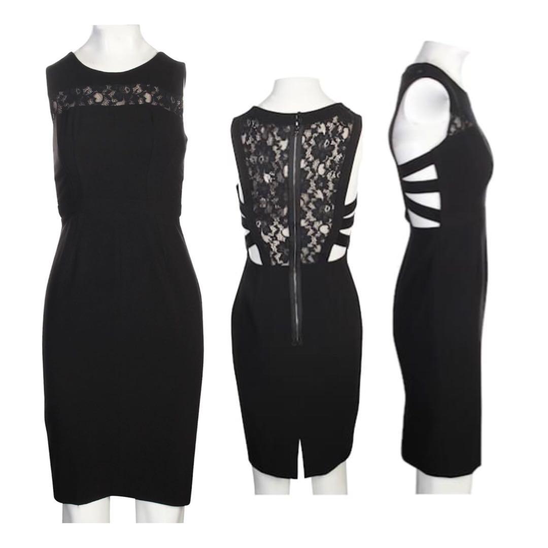 BCBG Max Azria Midi Lace Dress in Black, Women's Fashion, Dresses ...