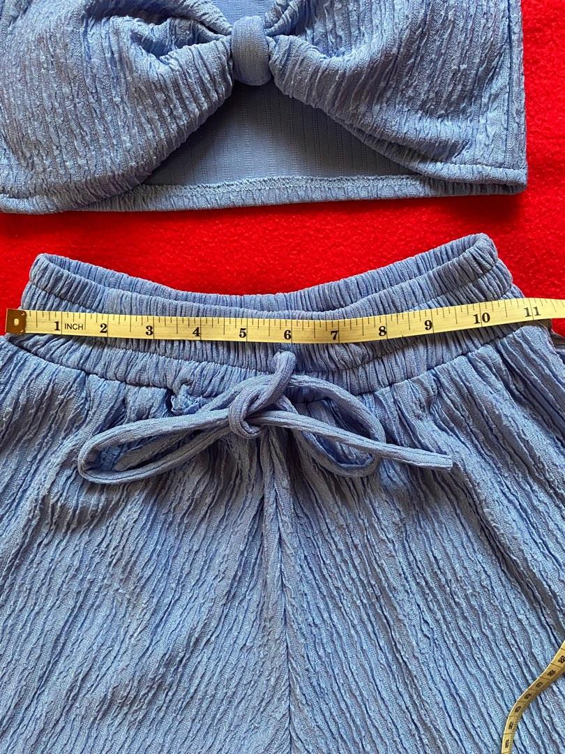 Beach co-ord set (textured ribbon top + dolphin shorts), Women's ...