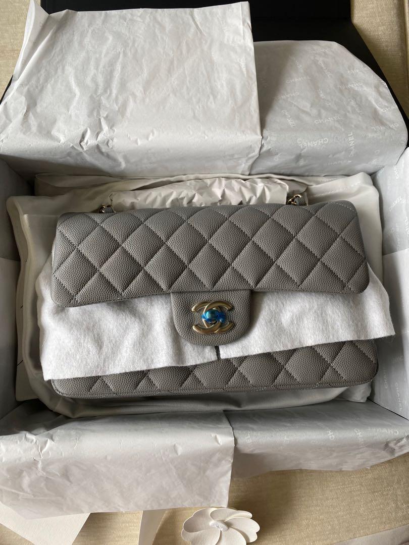 Chanel Classic Caviar Grey Small, Luxury, Bags & Wallets on Carousell
