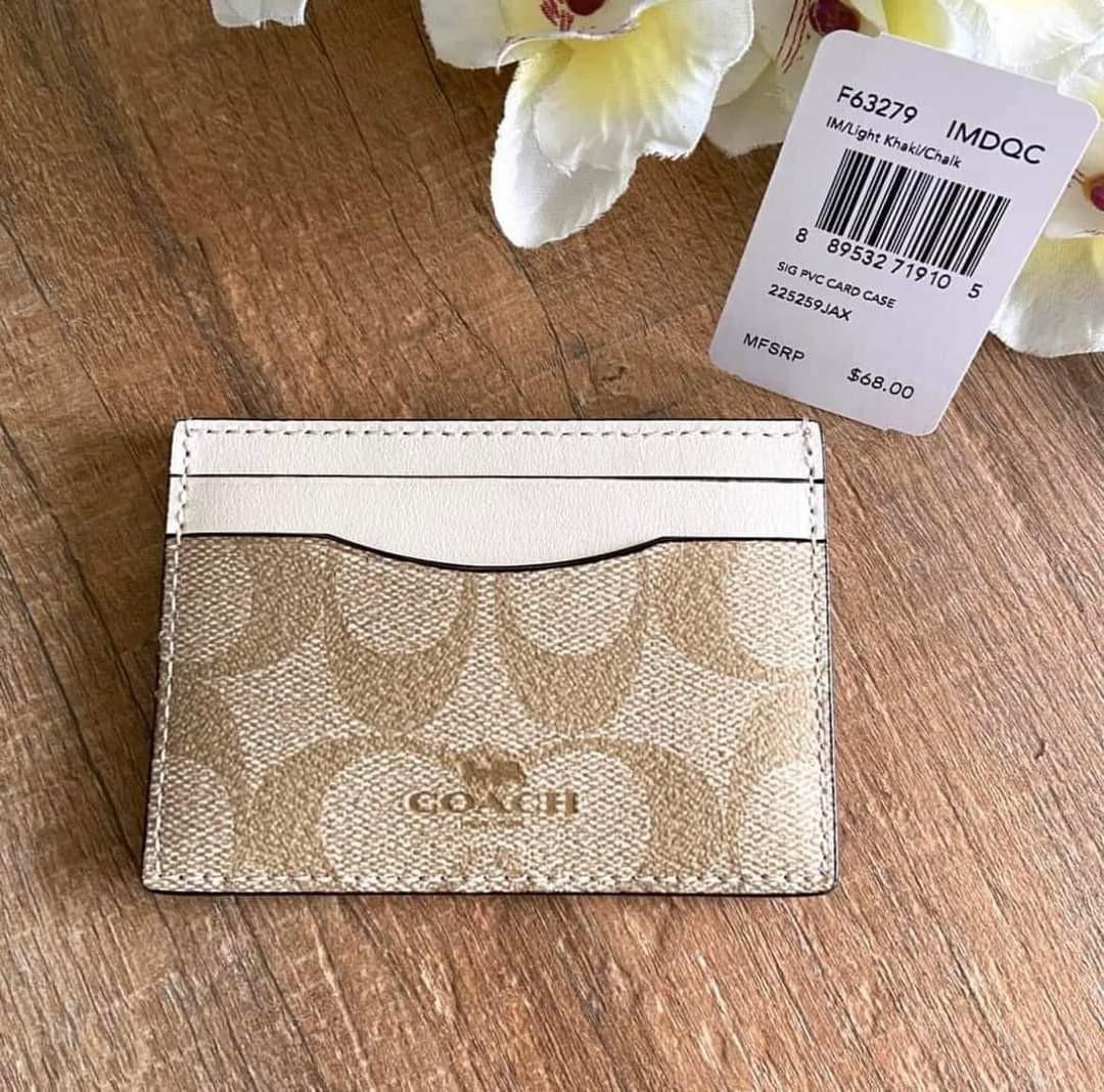 Coach Card Case in Signature Canvas, Women's Fashion, Bags & Wallets ...