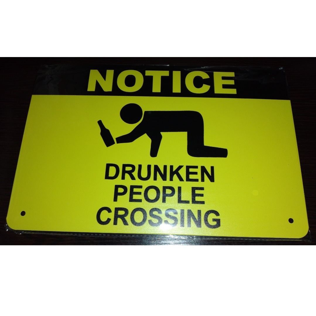 [現貨]Drunken People Crossing Notice 提示牌 注意 有醉酒人仕經過 指示牌 鐵皮畫 掛畫 掛飾 Metal ...