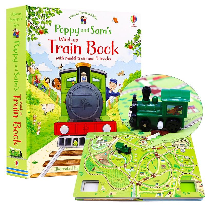 EK383 Usborne 軌道書 Wind-up Poppy and Sam's Train Book, 興趣及遊戲, 書本 & 文具 ...