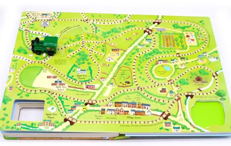EK383 Usborne 軌道書 Wind-up Poppy and Sam's Train Book, 興趣及遊戲, 書本 & 文具 ...