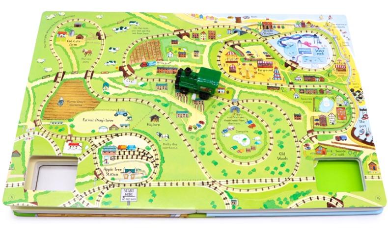 EK383 Usborne 軌道書 Wind-up Poppy and Sam's Train Book, 興趣及遊戲, 書本 & 文具 ...