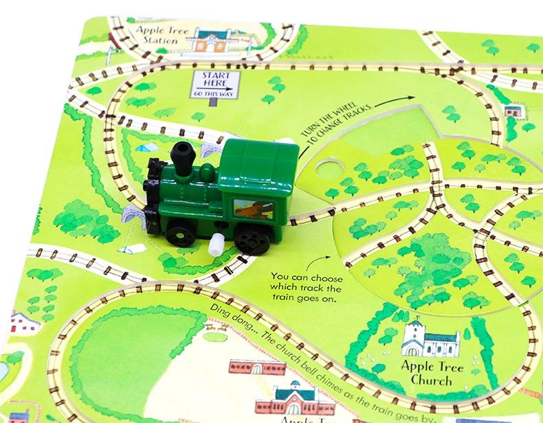 EK383 Usborne 軌道書 Wind-up Poppy and Sam's Train Book, 興趣及遊戲, 書本 & 文具 ...