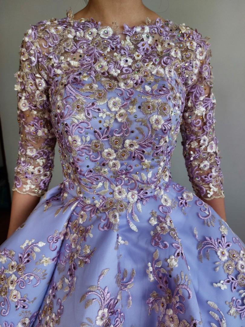 Elegant Purple Laced Ball Gown/Debut gown, Women's Fashion, Dresses ...