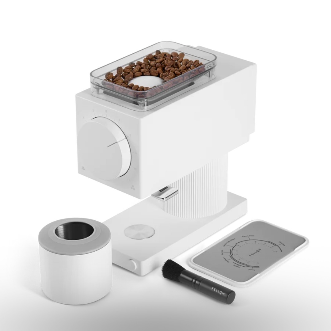 Fellow Ode V1.1 Brew Grinder (White) Electric Burr Coffee Grinder, 31 ...