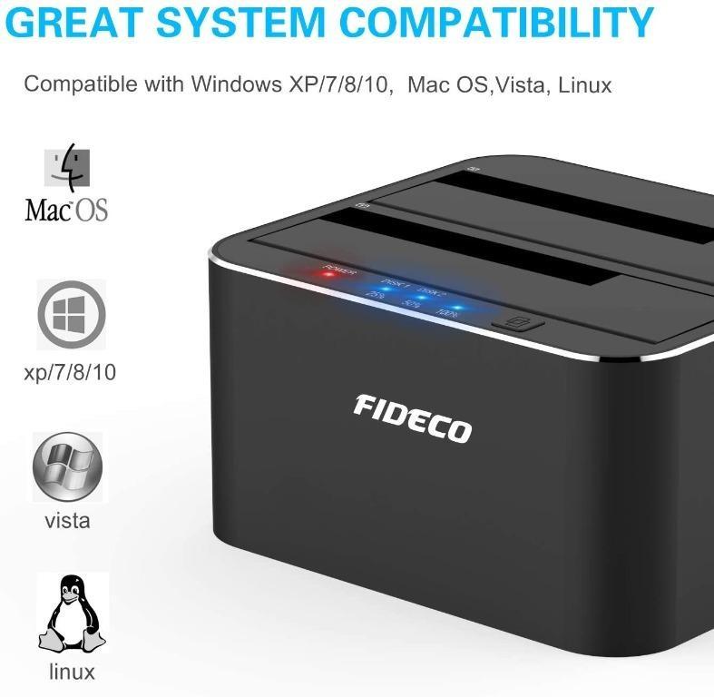 FIDECO Hard Drive Docking Station, USB 3.0 SATA HDD Docking Station for ...