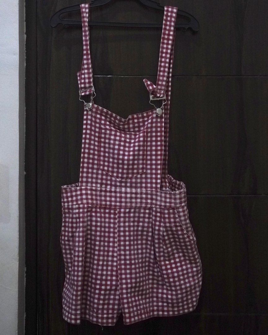 Gingham Overalls, Women's Fashion, Dresses & Sets, Jumpsuits on Carousell