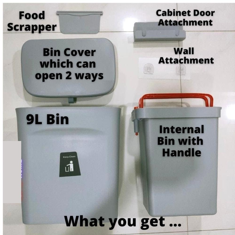 Hanging Trash dustbin for Kitchen Cabinet Door with Lid Wall Mounted ...