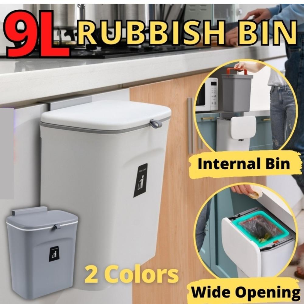 Hanging Trash dustbin for Kitchen Cabinet Door with Lid Wall Mounted ...