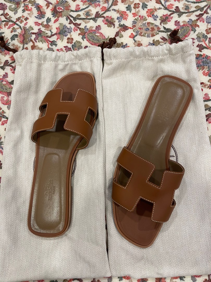 Hermes Oran Sandal - Tan/Brown, Women's Fashion, Footwear, Sandals on ...