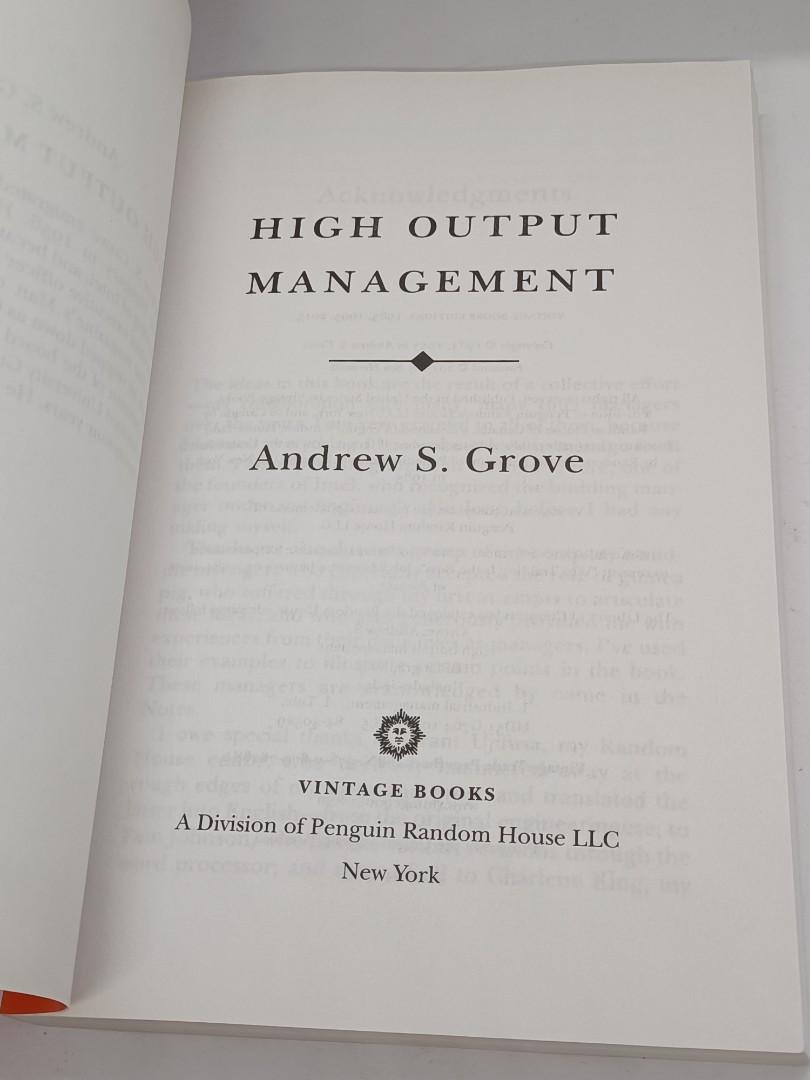 High Output Management by Andrew S. Grove, Hobbies & Toys, Books ...