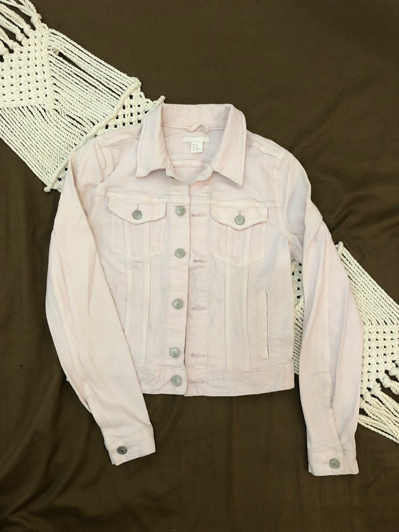 H&M Light Pink Denim Jacket, Women's Fashion, Coats, Jackets and ...