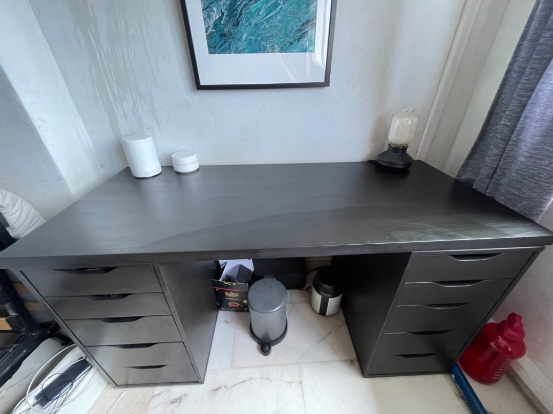 Ikea Alex drawers with LAGKAPTEN tabletop, Furniture & Home Living ...