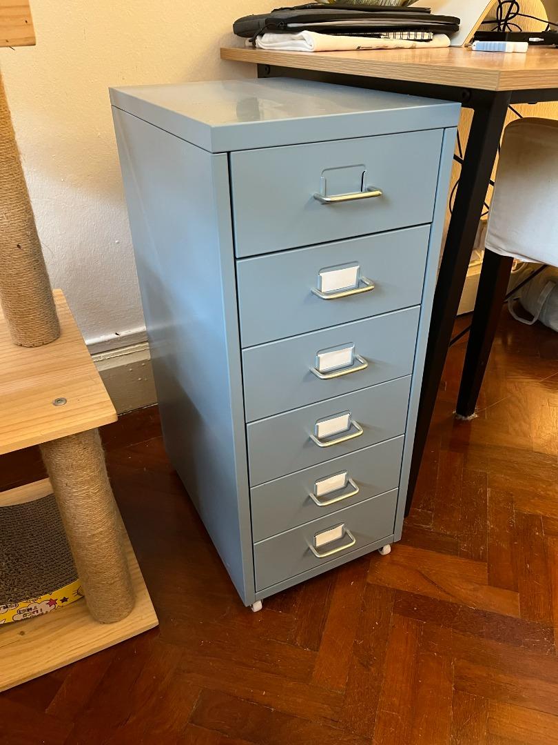 IKEA Helmer Drawer unit on castors - blue, Furniture & Home Living ...