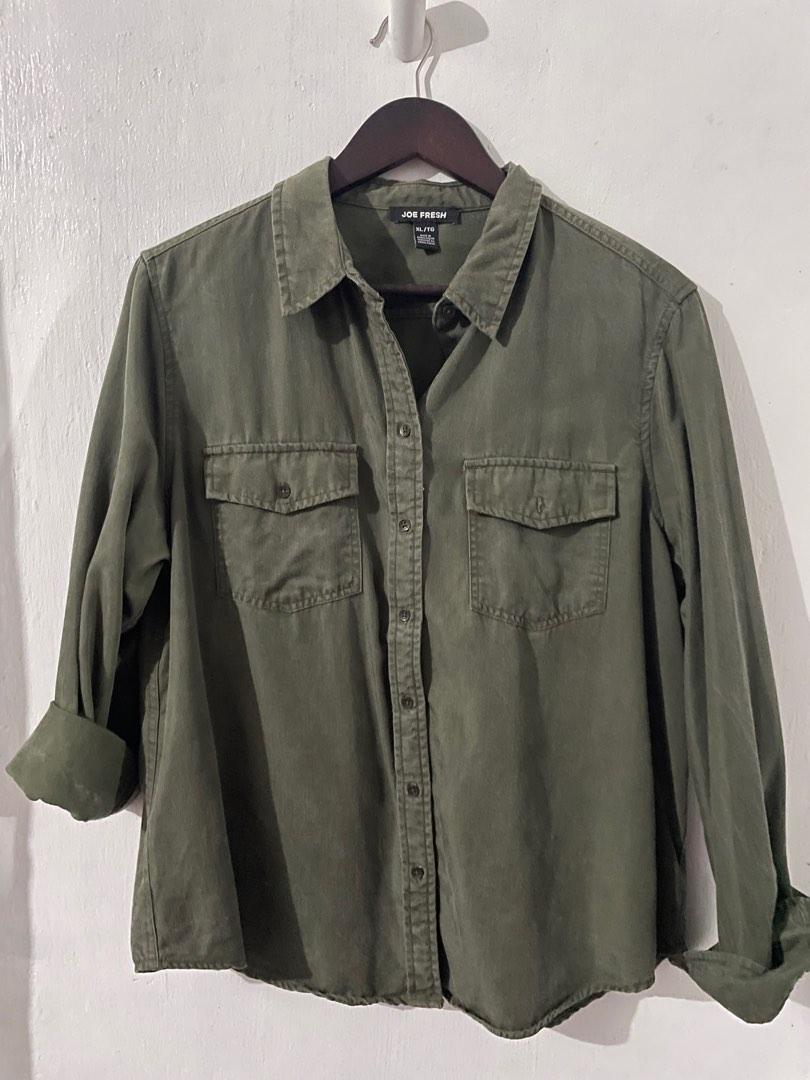 Joe Fresh Army Green Polo, Women's Fashion, Tops, Shirts on Carousell
