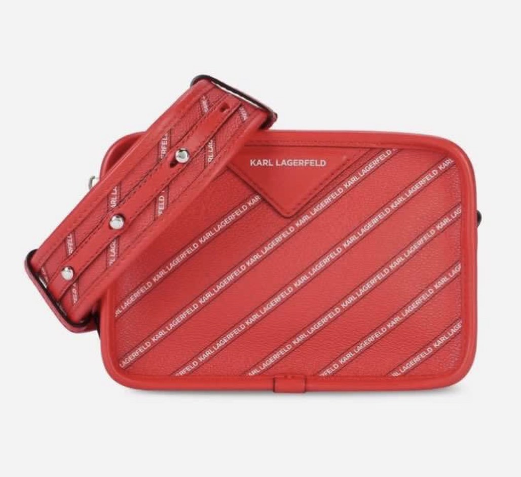 Karl Lagerfeld red camera bag, Luxury, Bags & Wallets on Carousell