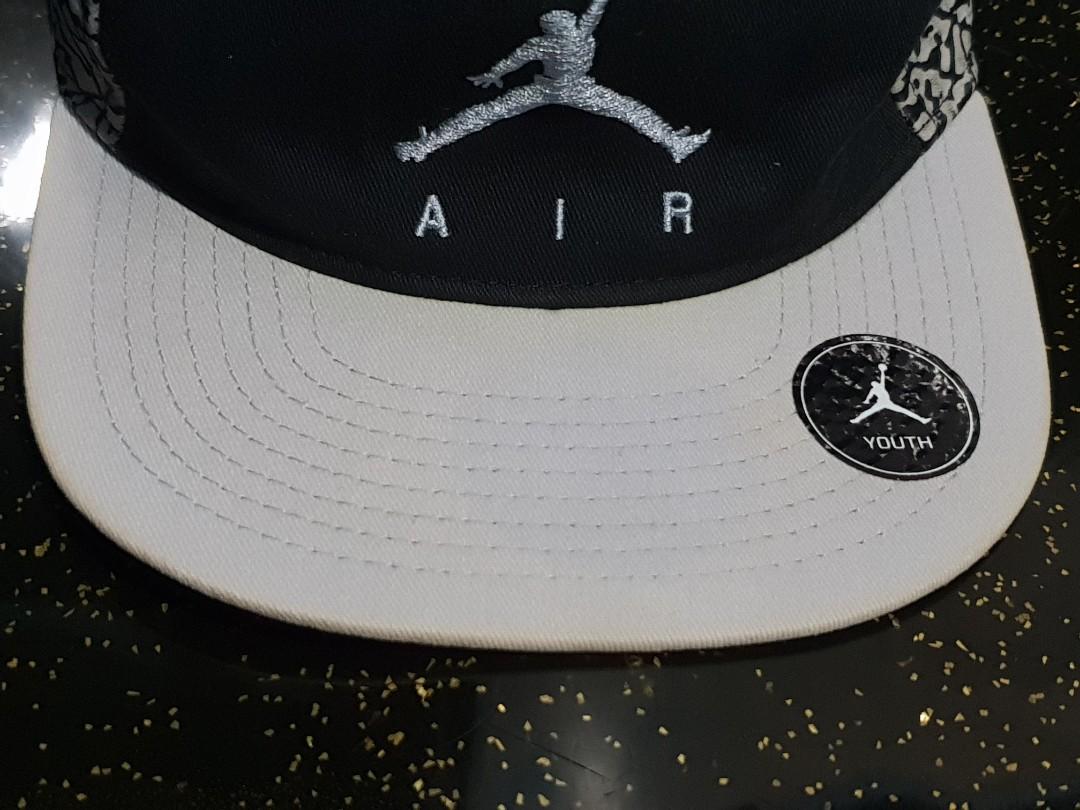 Kids nike air jordan cap snapback black cements grey elephant print bc3 ...