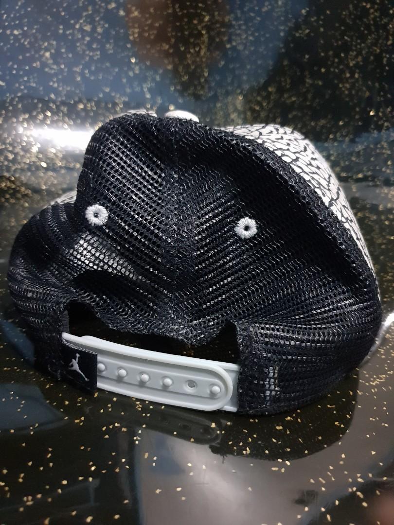 Kids nike air jordan cap snapback black cements grey elephant print bc3 ...