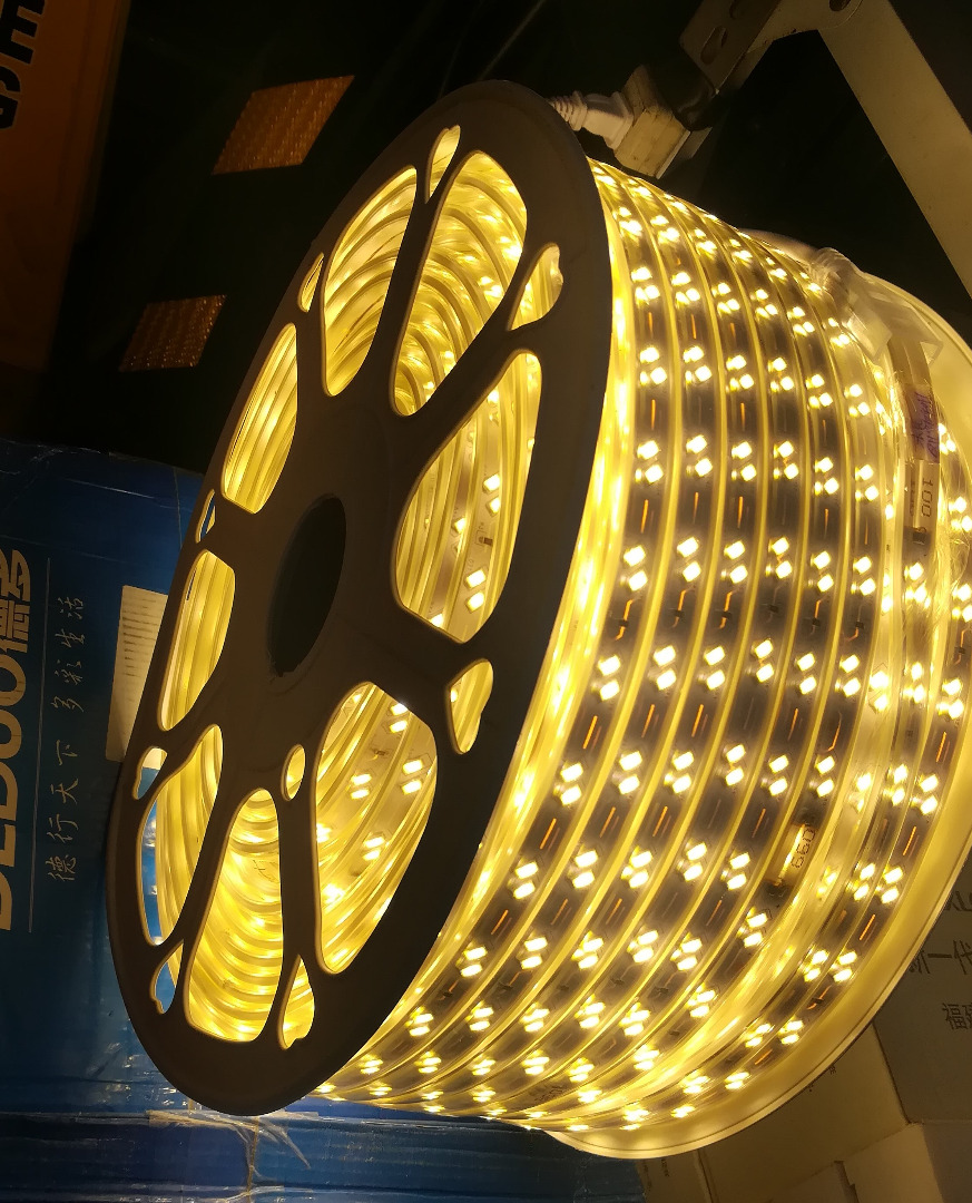 LED Strip Light 220V 5730 Double Row Waterproof LED Strip Light Warm white, Furniture & Home ...