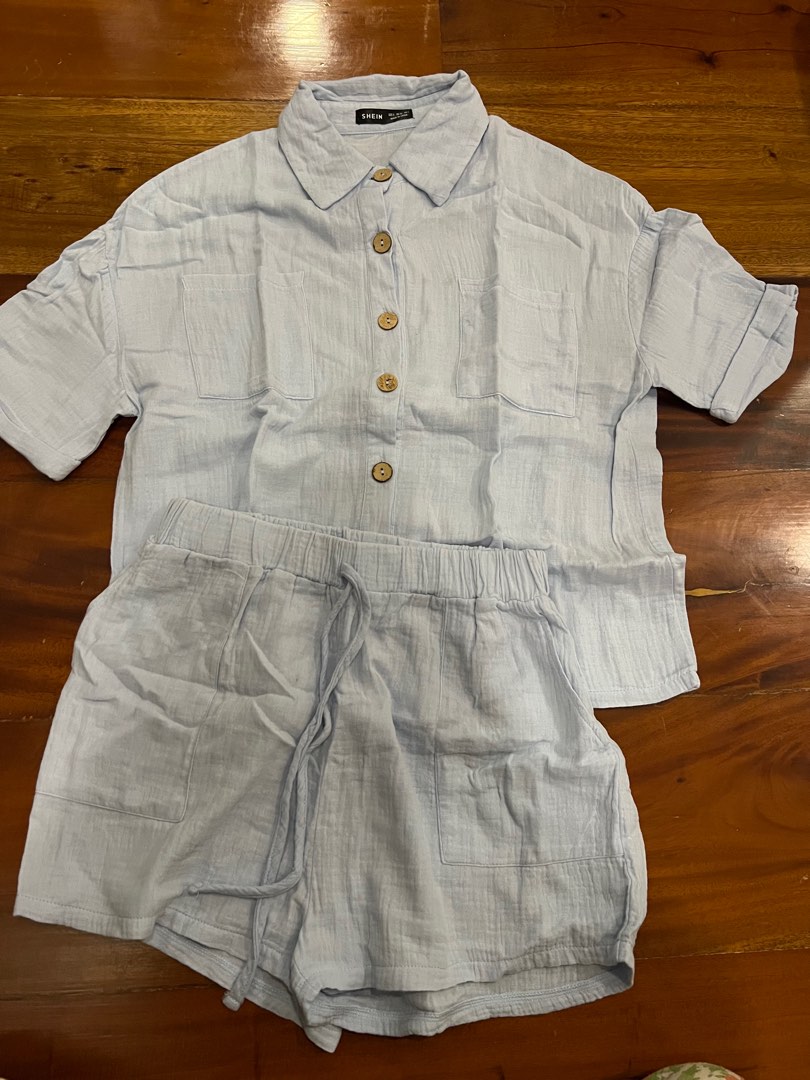 light blue co-ordsmpolo and short set, Women's Fashion, Dresses & Sets ...