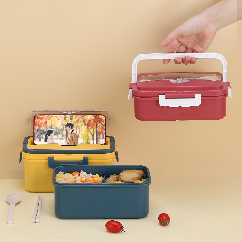 Lunch box can be heated in microwave oven to keep fresh. Separate lunch ...