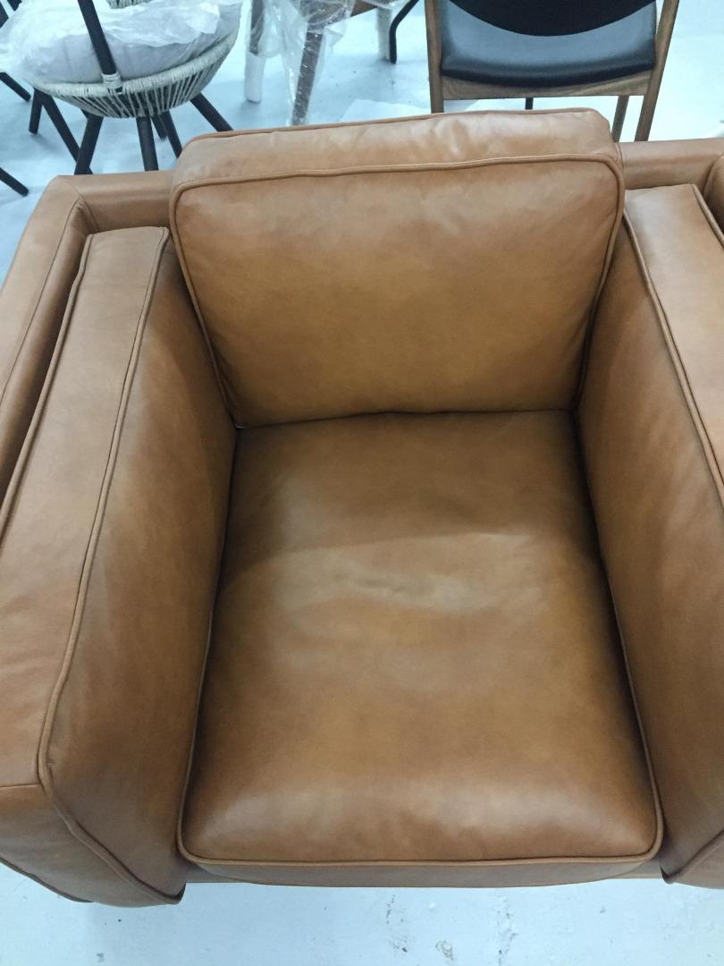 Matt Blatt Hudson 1 Seater Leather Sofa (Oxford Spice), Furniture ...