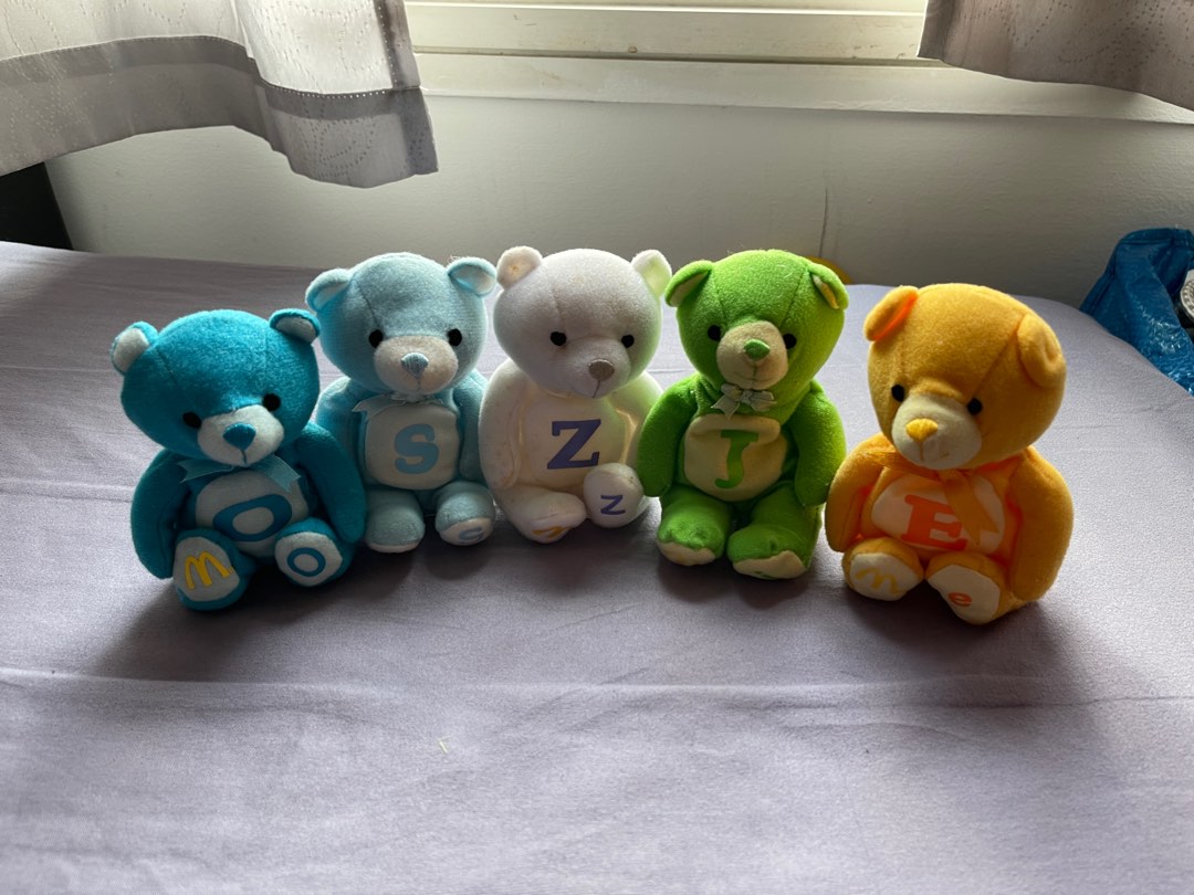 McDonald’s Alphabet Teddy Bear Letter J, O, S, Z and E, Hobbies & Toys ...