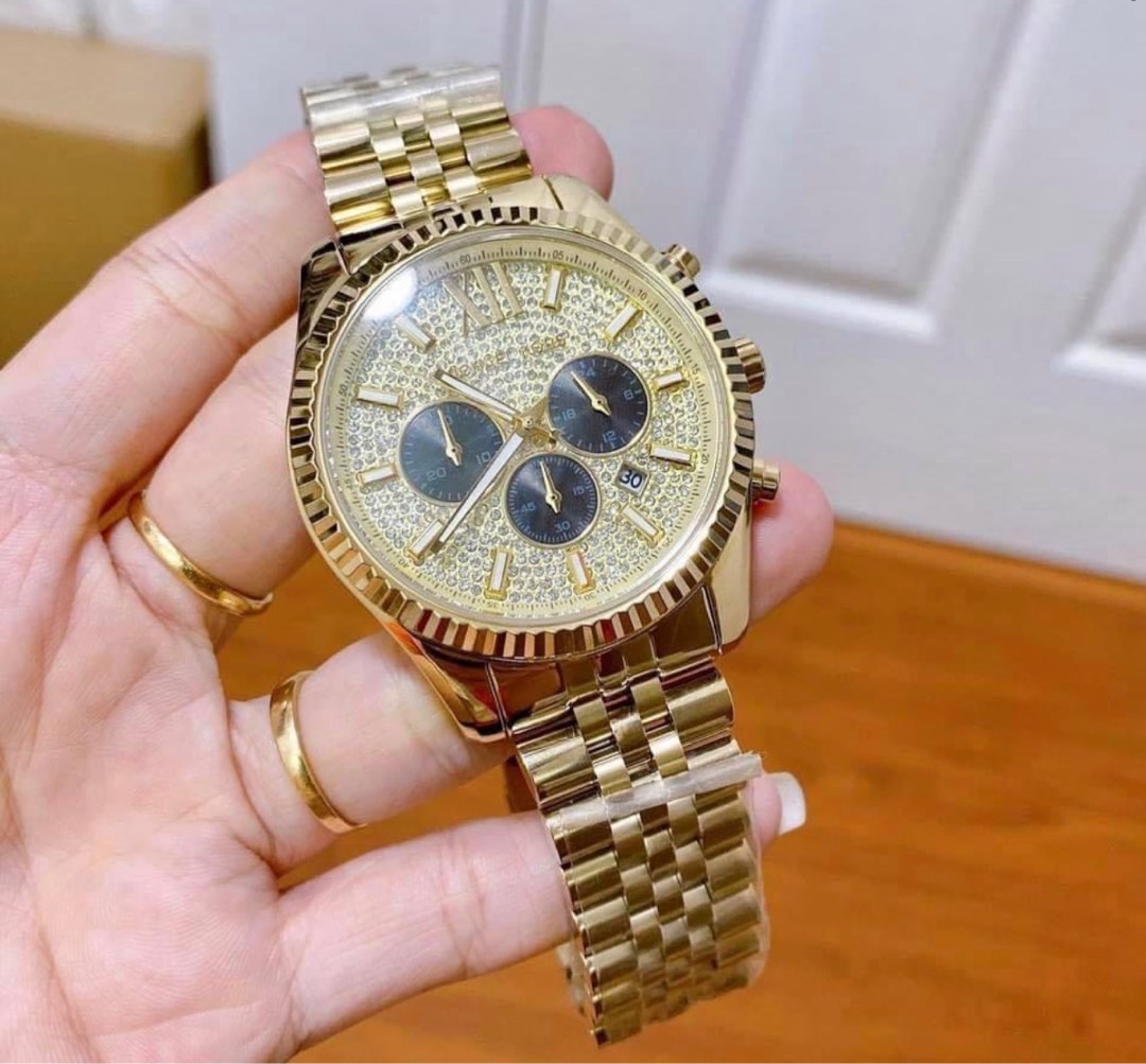 MK Oversized Lexington Chronograph Stainless Steel Unisex Watch, Luxury ...