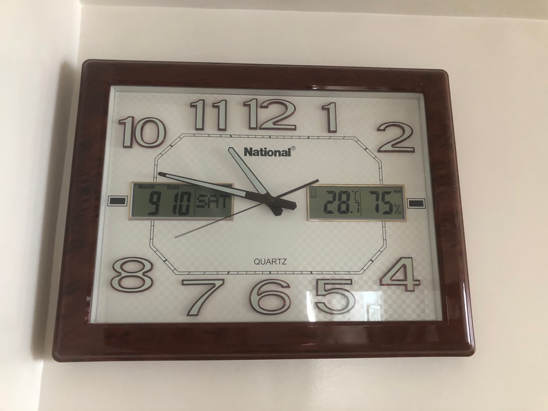 National 20W,15.5H Wall Clock (Wooden Brown), Furniture & Home Living ...