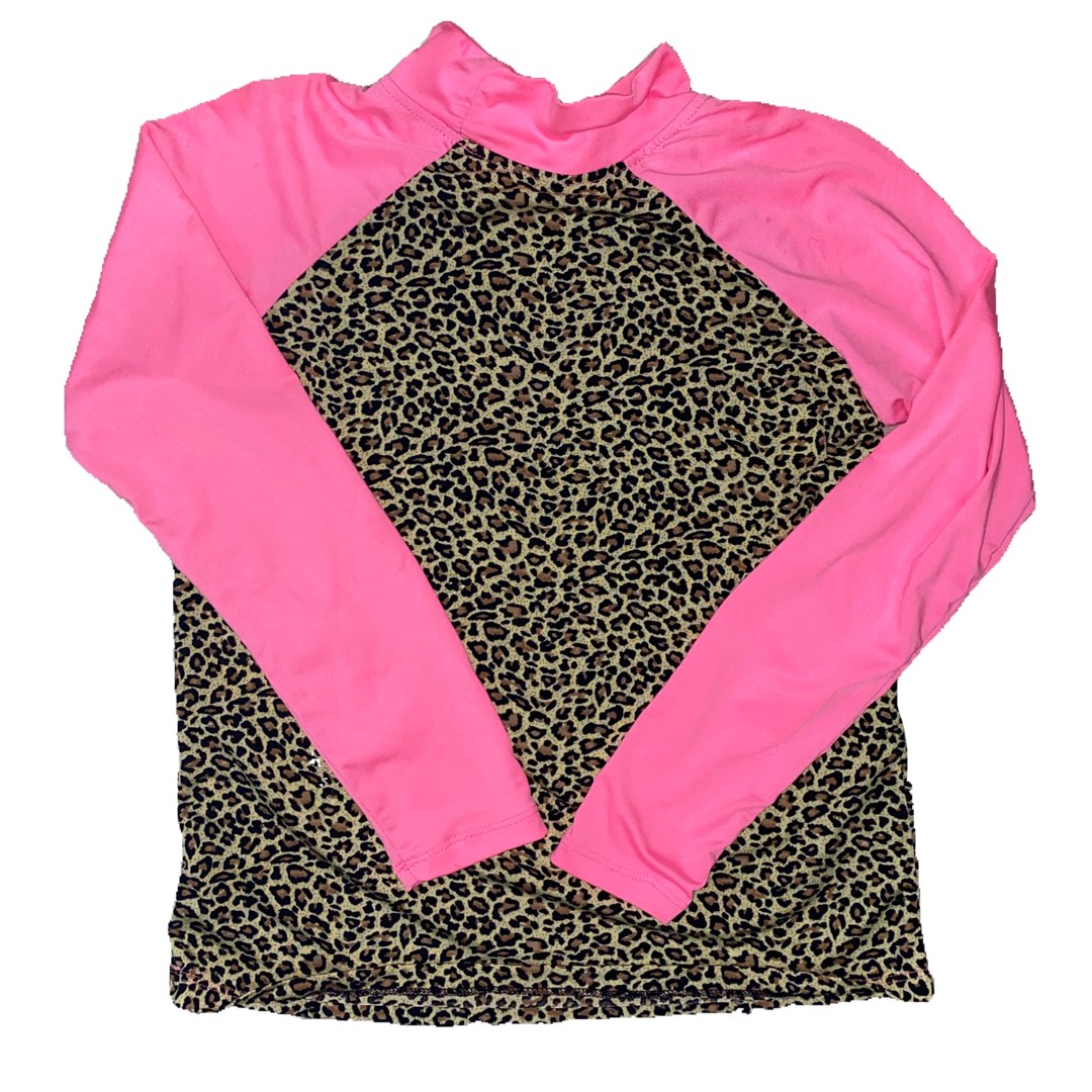 Neon Pink and Leopard Rash Guard, Women's Fashion, Swimwear, Rash guard ...