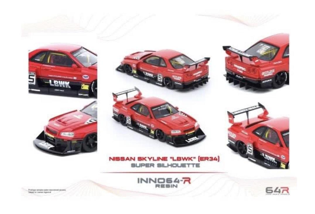 (NEW) Inno64 Resin 1/64 Nissan Skyline LBWK ER34 Super Silhouette, 興趣及 ...