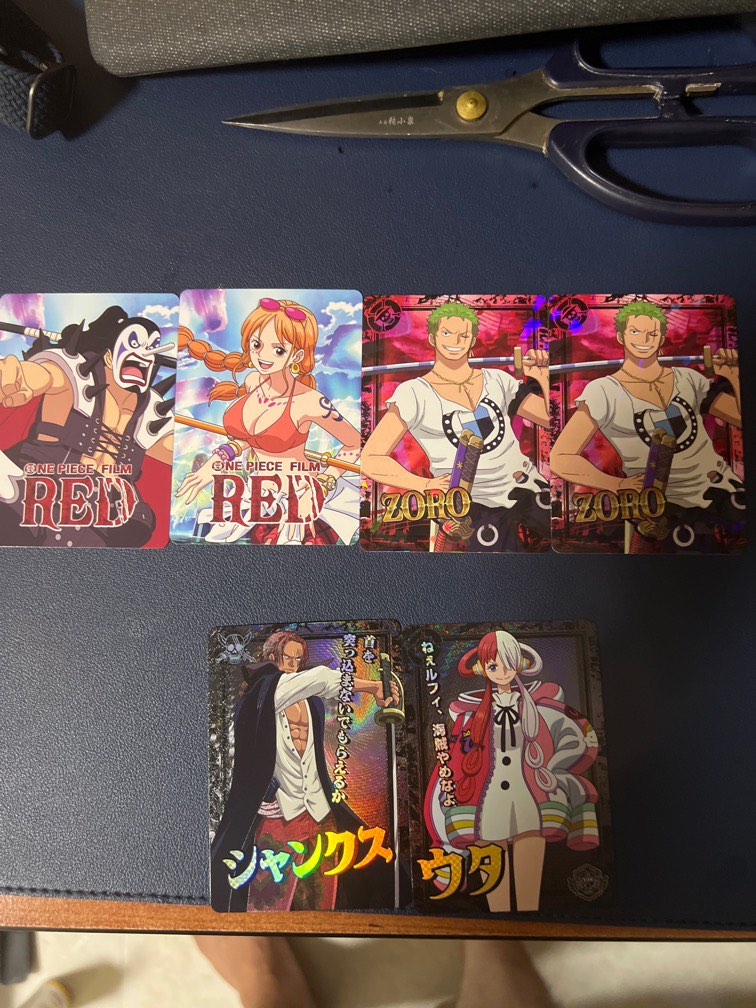 One Piece Red Film Cards, Hobbies & Toys, Toys & Games on Carousell