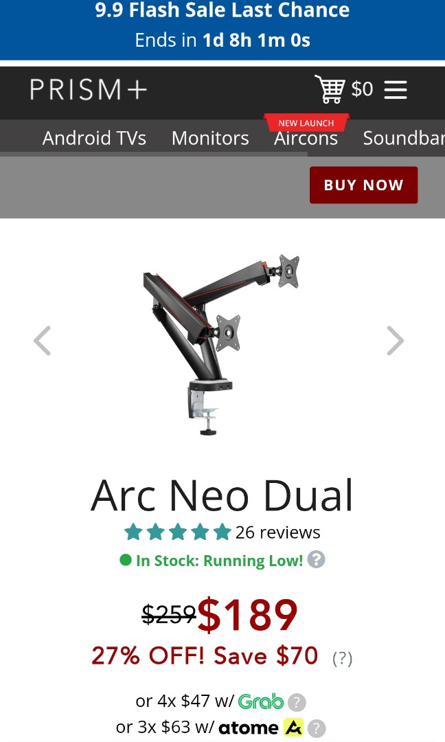 Prism+ ARC Neo Dual Arms, Computers & Tech, Parts & Accessories ...